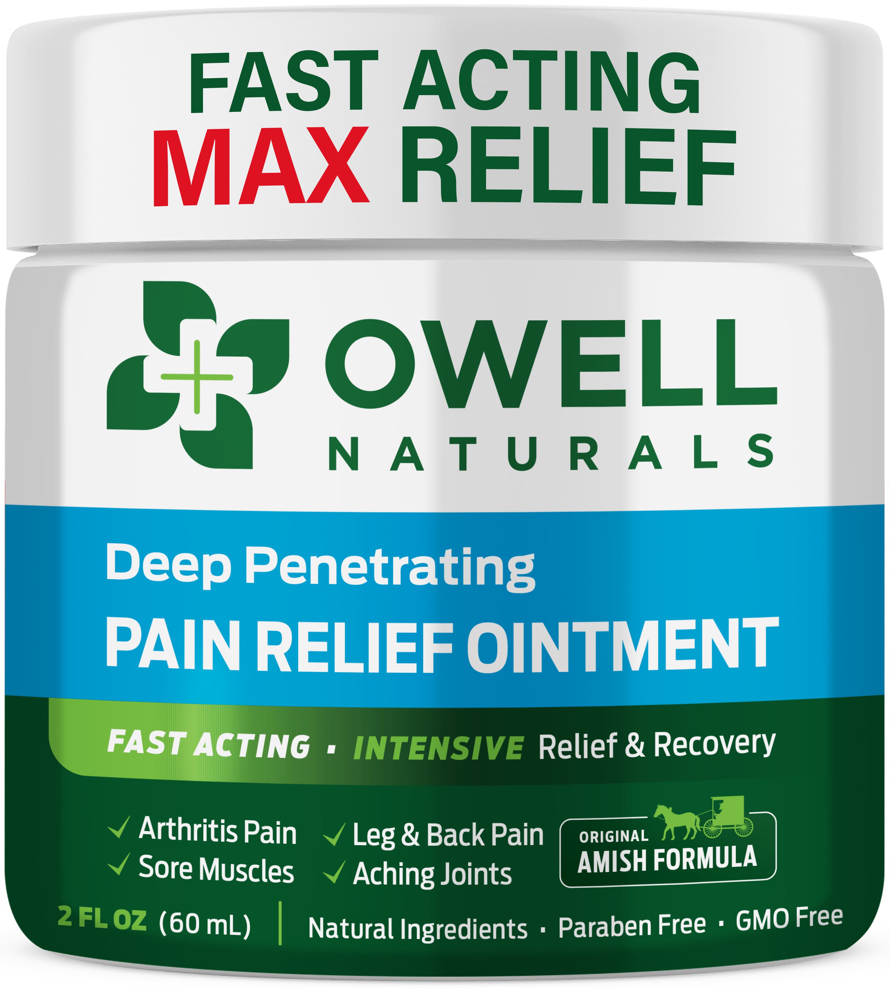 OWELL NATURALS Joint and Muscle Relief Ointment, Maximum Strength All ...