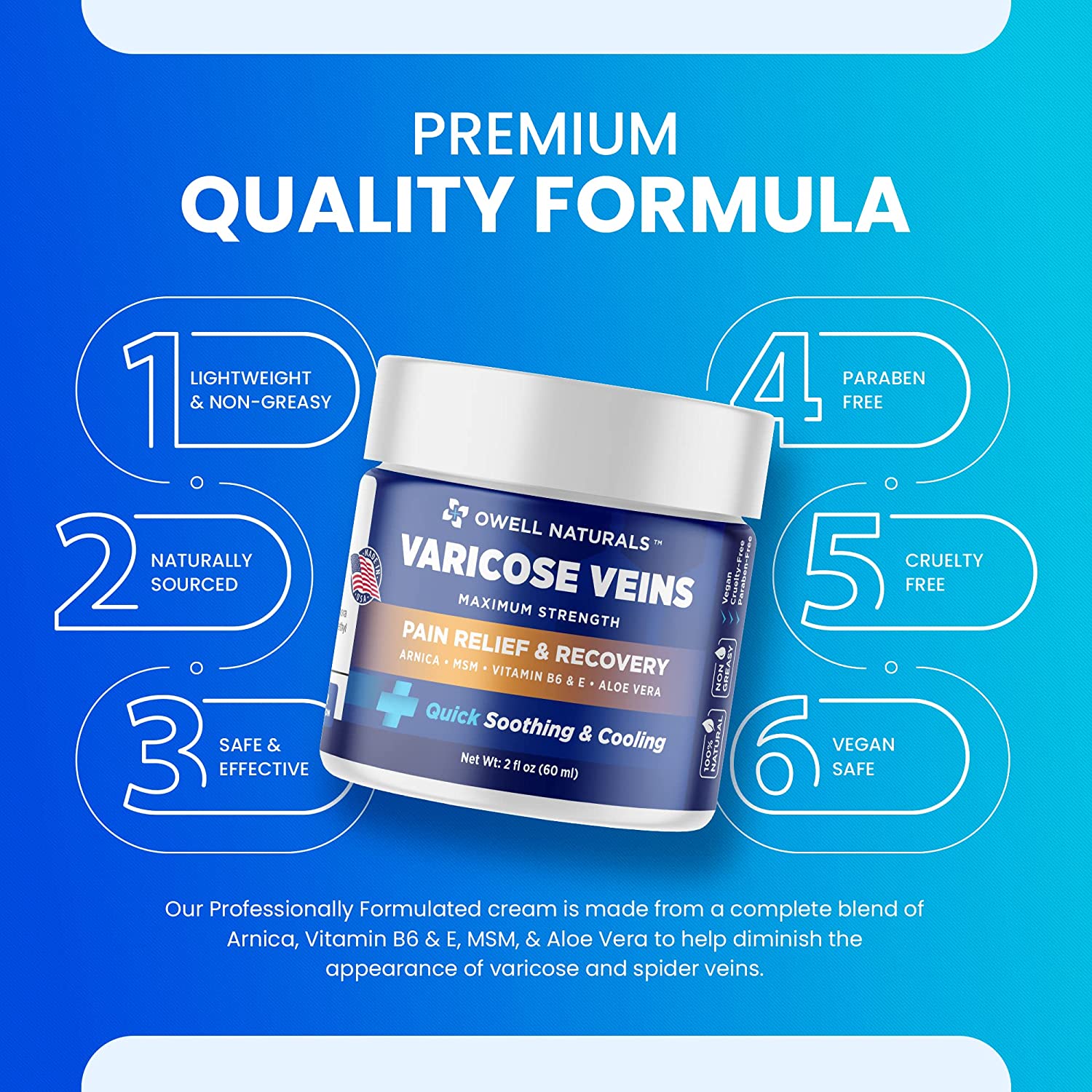 OWELL NATURALS Relief & Recovery Cream - 2oz - Maximum Strength All Na ...